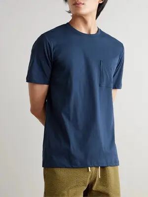 Vilebrequin Titan Slim-fit Logo-embroidered Cotton-jersey T-shirt - Blue