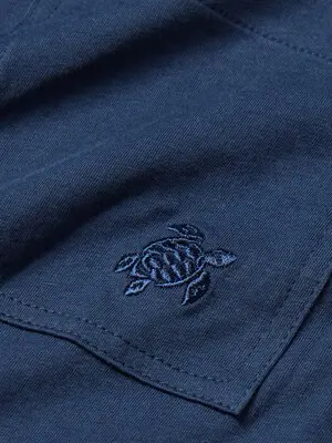 Vilebrequin Titan Slim-fit Logo-embroidered Cotton-jersey T-shirt - Blue