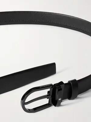 Montblanc 3.5cm Cross-grain Leather Belt