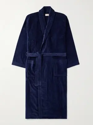 Derek Rose Belted Cotton-terry Robe - Blue