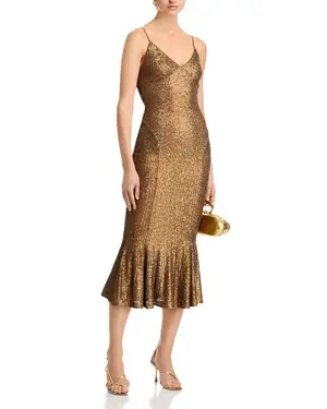 Norma Kamali Sequin Fishtail Midi Dress