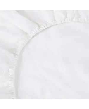 PIGLET IN BED Washed Cotton Percale Fitted Sheet, King Open White