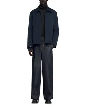 Sandro George Technical Quilted Jacket - Navy Blue
