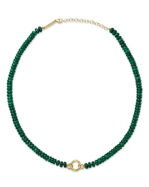 Zoe Chicco 14k Yellow Gold Malachite Beaded Necklace - Green/ Gold