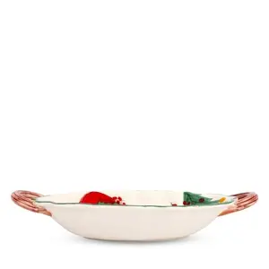 VIETRI Old St. Nick Handled Scalloped Oval Bowl