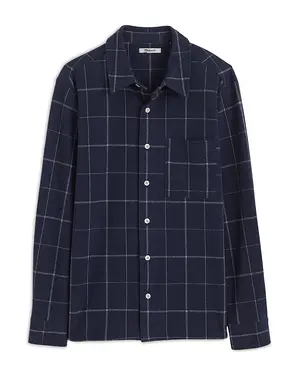 Madewell Houndstooth Long Sleeve Button Down Shirt Juniper Berry