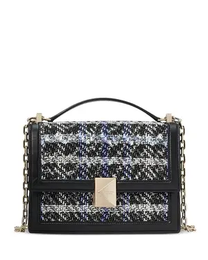 Kate Spade New York Deco Plaid Tweed Chain Shoulder Bag - Black Multi