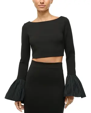 Staud Paige Bell Sleeve Top - Black
