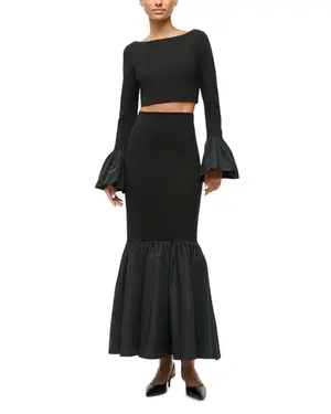 Staud Paige Bell Sleeve Top - Black