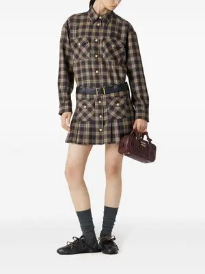 Miu Miu Pleated Tartan Mini Skirt