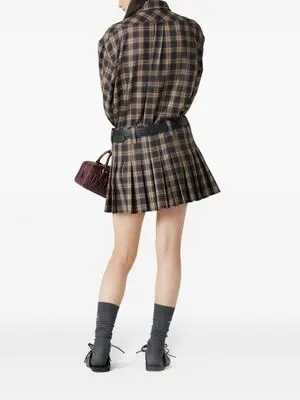 Miu Miu Pleated Tartan Mini Skirt