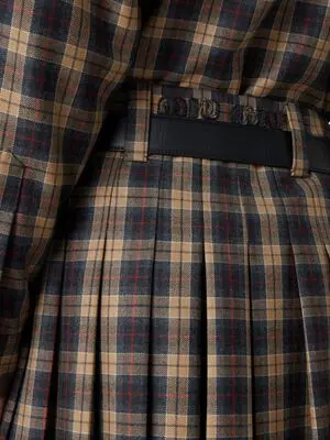 Miu Miu Pleated Tartan Mini Skirt
