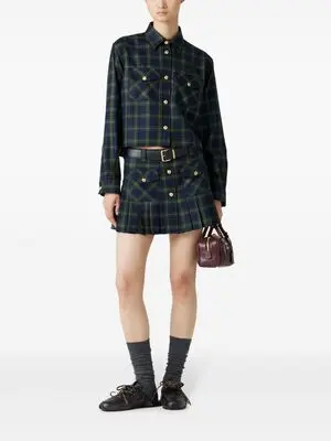 Miu Miu Pleated Tartan Miniskirt