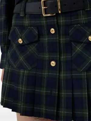 Miu Miu Pleated Tartan Miniskirt