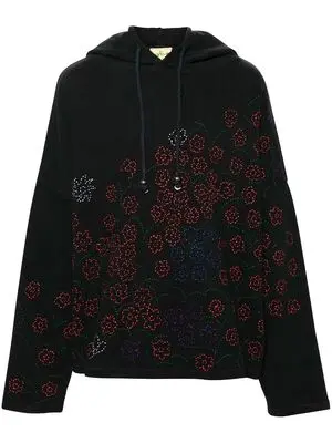 GLASS CYPRESS Floral-embroidered Hoodie