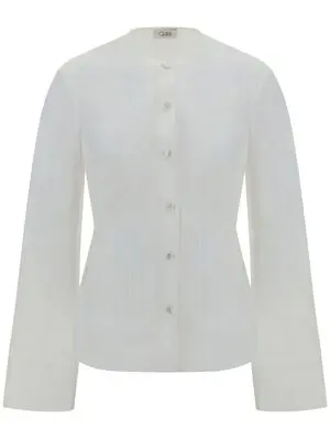 QUIRA Cotton Button-up Shirt With Round Neck