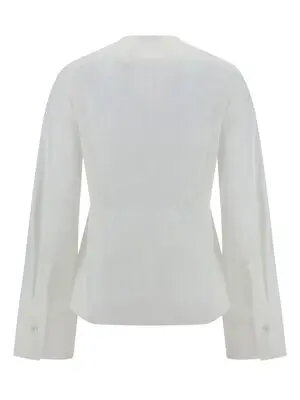 QUIRA Cotton Button-up Shirt With Round Neck