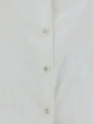 QUIRA Cotton Button-up Shirt With Round Neck