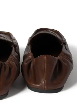 Miu Miu Embossed-logo Loafers - Brown