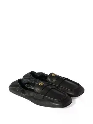 Miu Miu Embossed-logo Loafers - Black