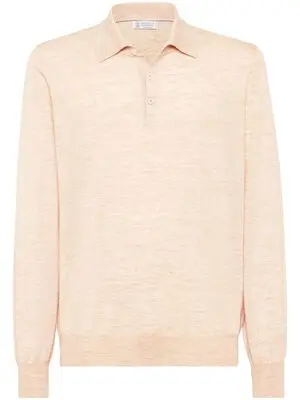 Brunello Cucinelli Cashmere-silk Knitted Polo Shirt - Orange