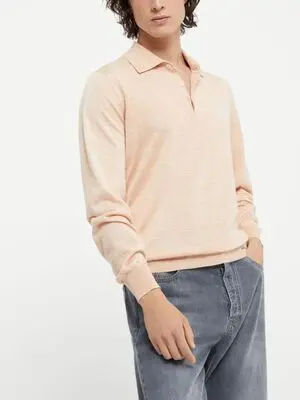 Brunello Cucinelli Cashmere-silk Knitted Polo Shirt - Orange
