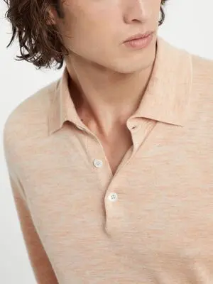 Brunello Cucinelli Cashmere-silk Knitted Polo Shirt - Orange