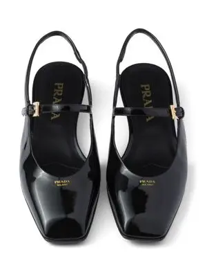 Prada Leather Slingback Ballerina Shoes