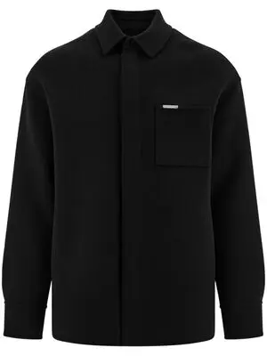 FERRAGAMO Logo-plaque Buttoned Shirt Jacket - Black
