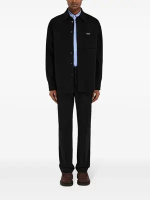 FERRAGAMO Logo-plaque Buttoned Shirt Jacket - Black