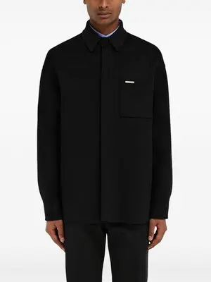 FERRAGAMO Logo-plaque Buttoned Shirt Jacket - Black