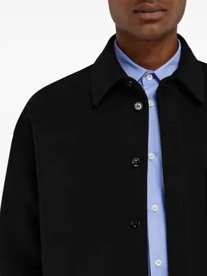 FERRAGAMO Logo-plaque Buttoned Shirt Jacket - Black
