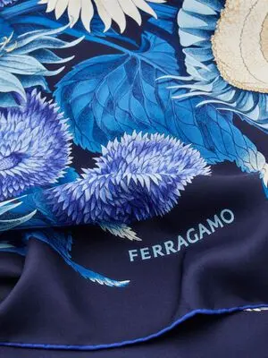 FERRAGAMO Sunflower Print Silk Scarf