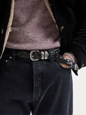 Brunello Cucinelli Braided Leather Belt - Black