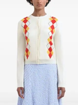Marni Diamond-pattern Cardigan - White