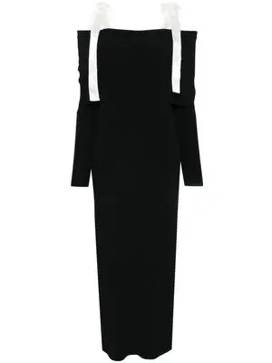 ROTATE BY BIRGER CHRISTENSEN Off-shoulder Knitted Maxi Dress - Black