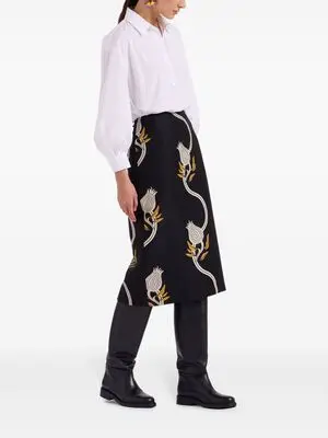 La DoubleJ Floral Embroidered Pencil Skirt