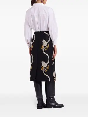 La DoubleJ Floral Embroidered Pencil Skirt