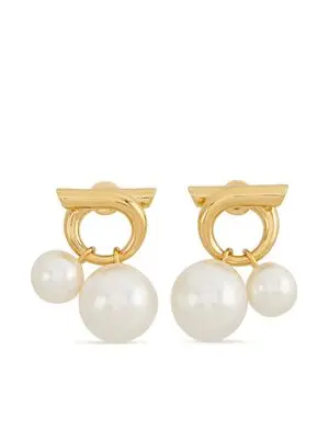 FERRAGAMO Faux-pearl Embellished Drop Earrings - Gold