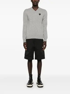 Play Comme Des Garcon Mélange-effect Wool Jumper - Grey