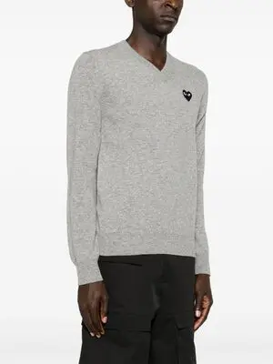 Play Comme Des Garcon Mélange-effect Wool Jumper - Grey