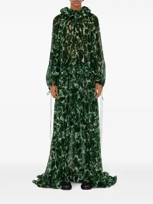 Burberry Printed Silk Maxi Dress