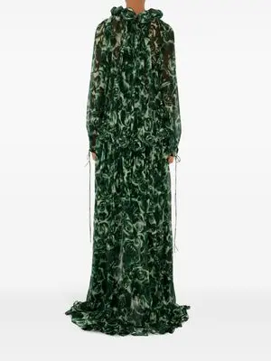 Burberry Printed Silk Maxi Dress