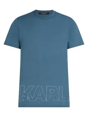 Karl Lagerfeld Metallic Logo-print T-shirt - Blue