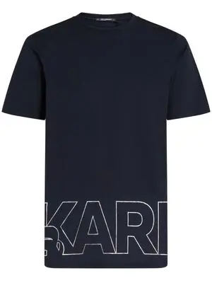 Karl Lagerfeld Metallic Logo-print T-shirt - Blue