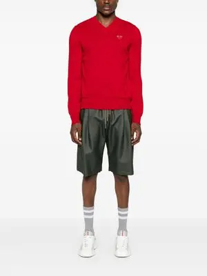 Play Comme Des Garcon Heart-patch Wool Jumper - Red