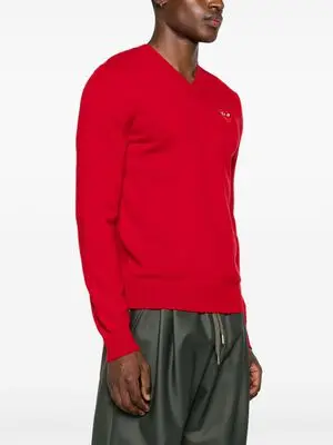Play Comme Des Garcon Heart-patch Wool Jumper - Red