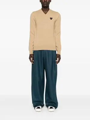 Play Comme Des Garcon Heart-patch Wool Jumper
