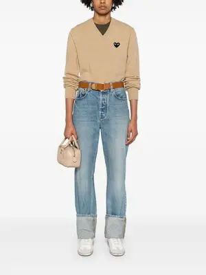 Play Comme Des Garcon Heart-patch Wool Jumper