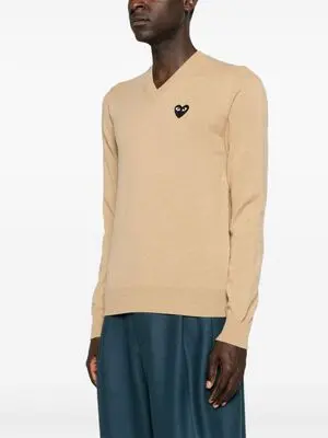 Play Comme Des Garcon Heart-patch Wool Jumper
